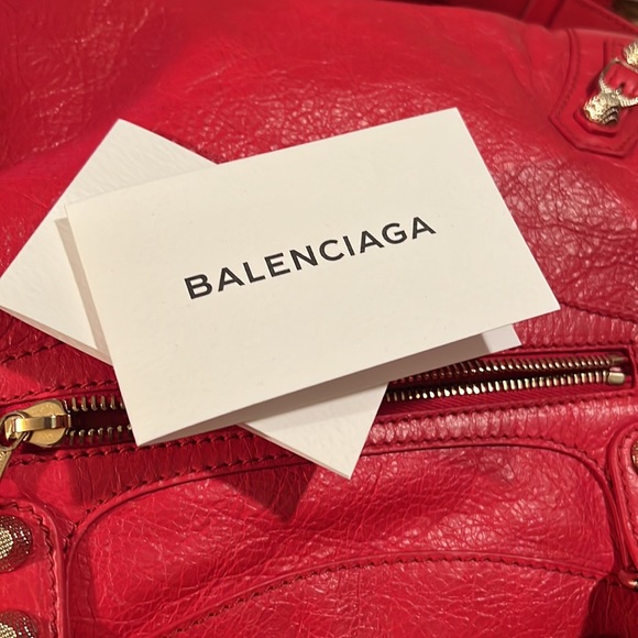 Balenciaga | Bags | Authentic Balenciaga Red Leather Classic Crossbody ...